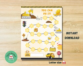 Printable Construction Reward Chart for Children Behavior - Etsy
