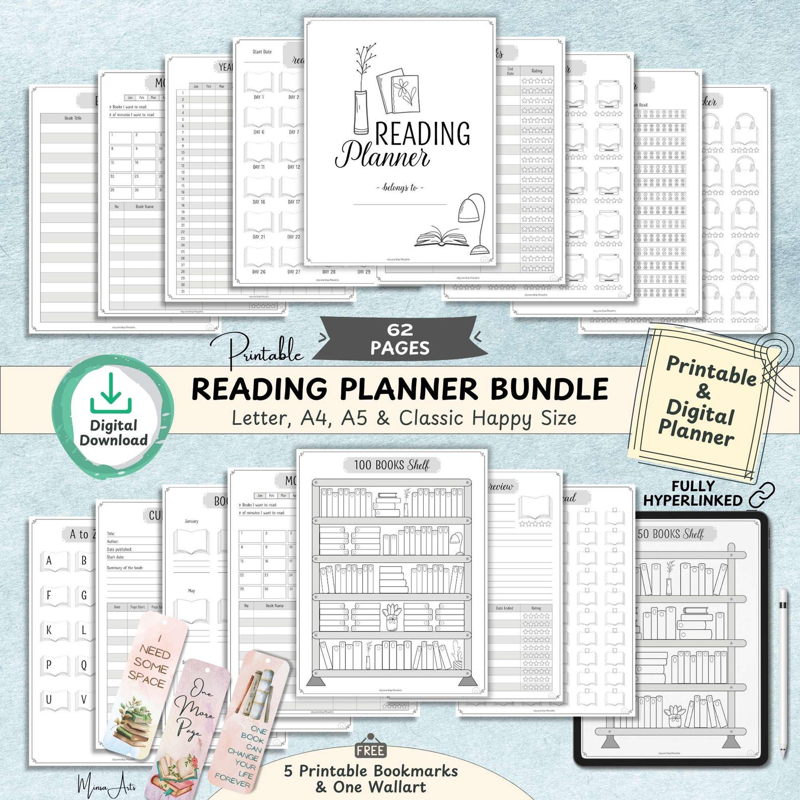 Comprehensive Reading Planner Journal | Printable Book Tracker ...