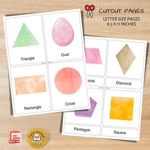 Shapes Watercolor Flashcards Nomenclature PRINTABLE Text Editable ...