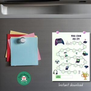 PRINTABLE Video Game Reward Chart for Boys Green Theme Behavior Chart ...