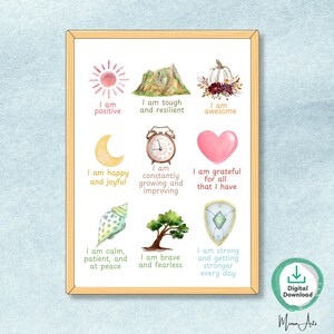 Positive Affirmation Poster for Kids – PRINTABLE Inspiring Daily Self ...