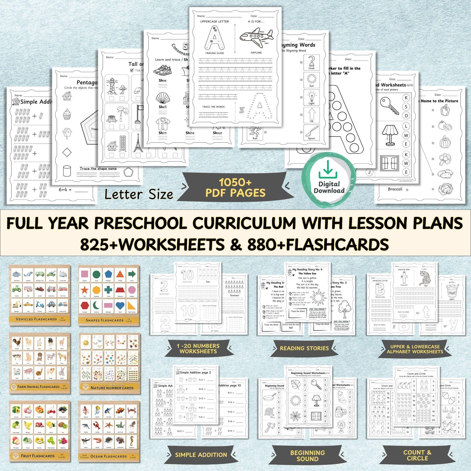 Printable Full Year Preschool Curriculum Worksheets With Lesson Plans ...