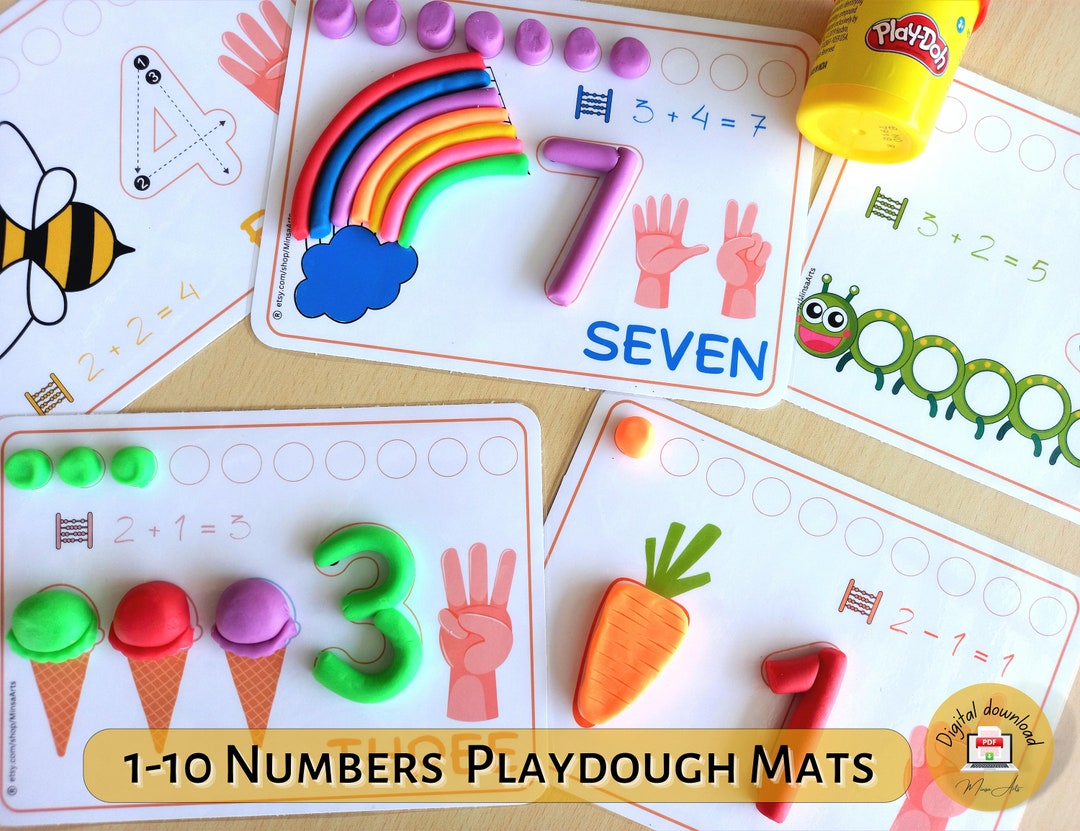 Numbers 1-10 Playdough Printable Mats | Preschool Play Doh Activities ...