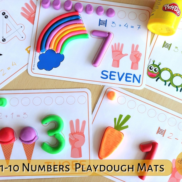 Playdough Mat Numbers 1 to 10 - Etsy