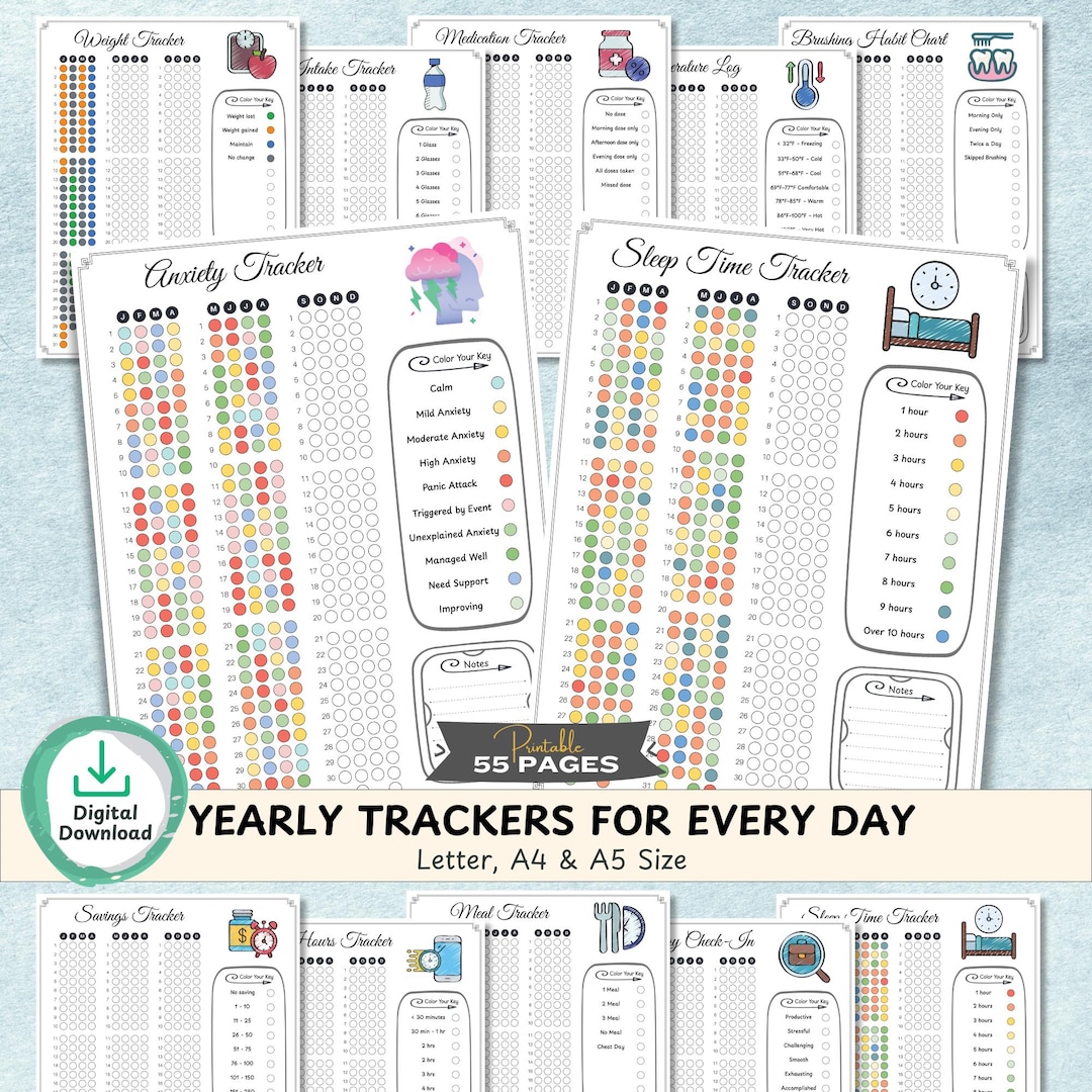 Pixel Tracker Bundle PRINTABLE | Premade Bullet Journal & Yearly ...