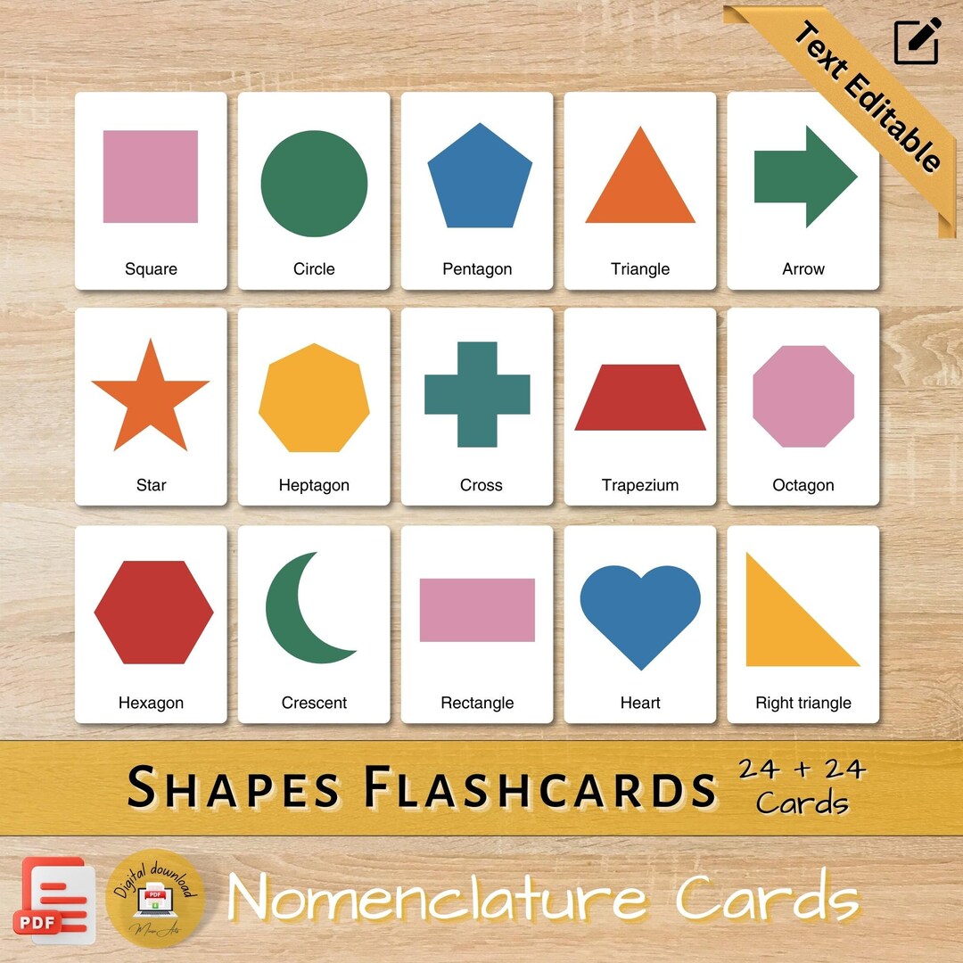 Shapes Flashcards for Kids Learn Basic Geometry Toddler Educational ...