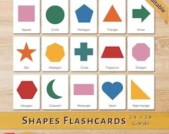 16 Shapes Flashcards / Image Cards for Kids, Preschoolers. Nomenclature ...