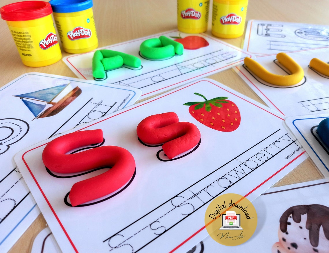 Alphabet Play Doh Printable Mats | Preschool ABC Playdough Activity for ...