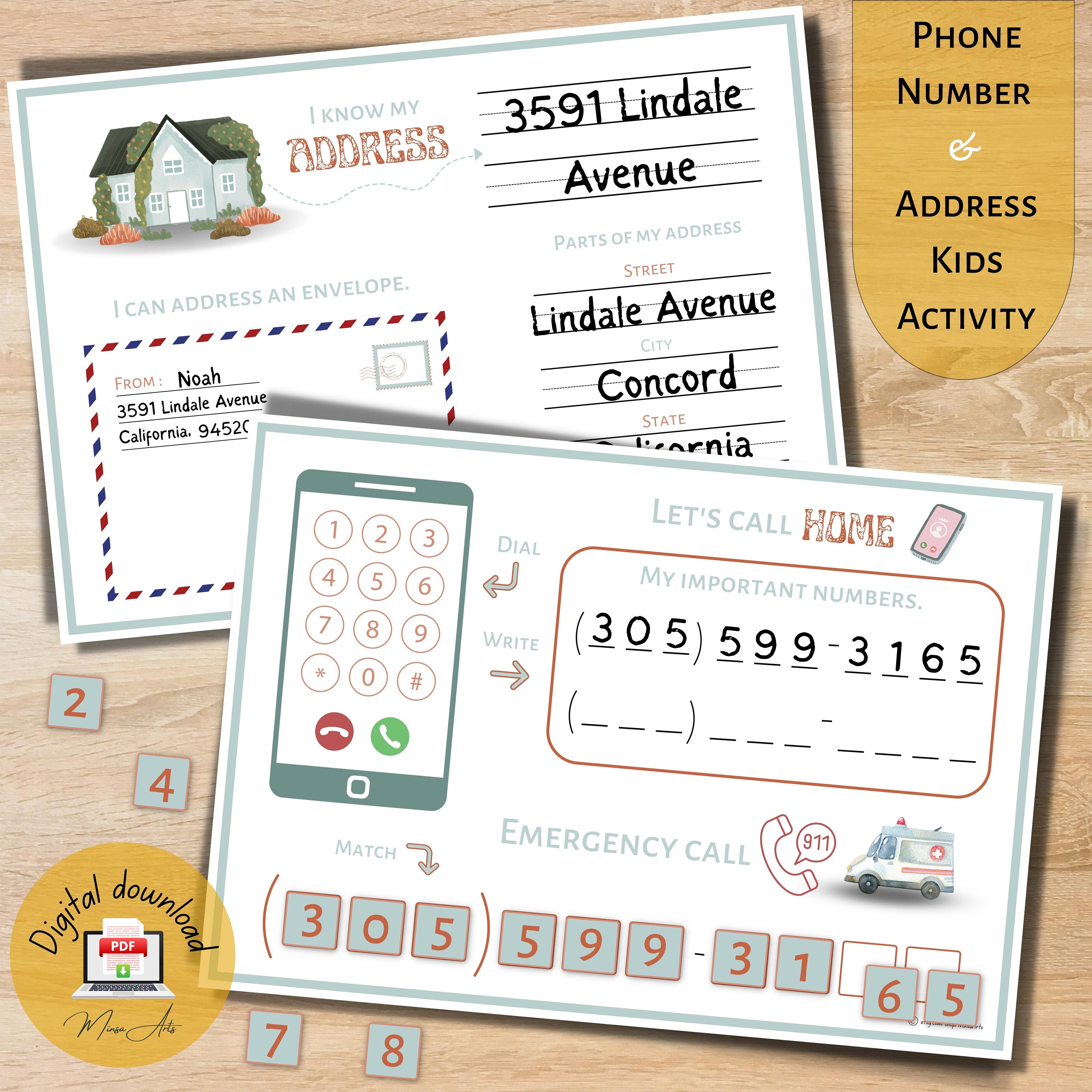 Phone Number & Address Activity for Kids Life Skill - Etsy