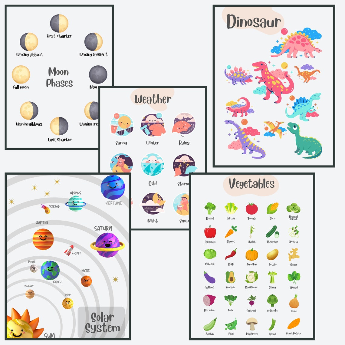 Set of 36 Educational Posters Home School Printables | Etsy