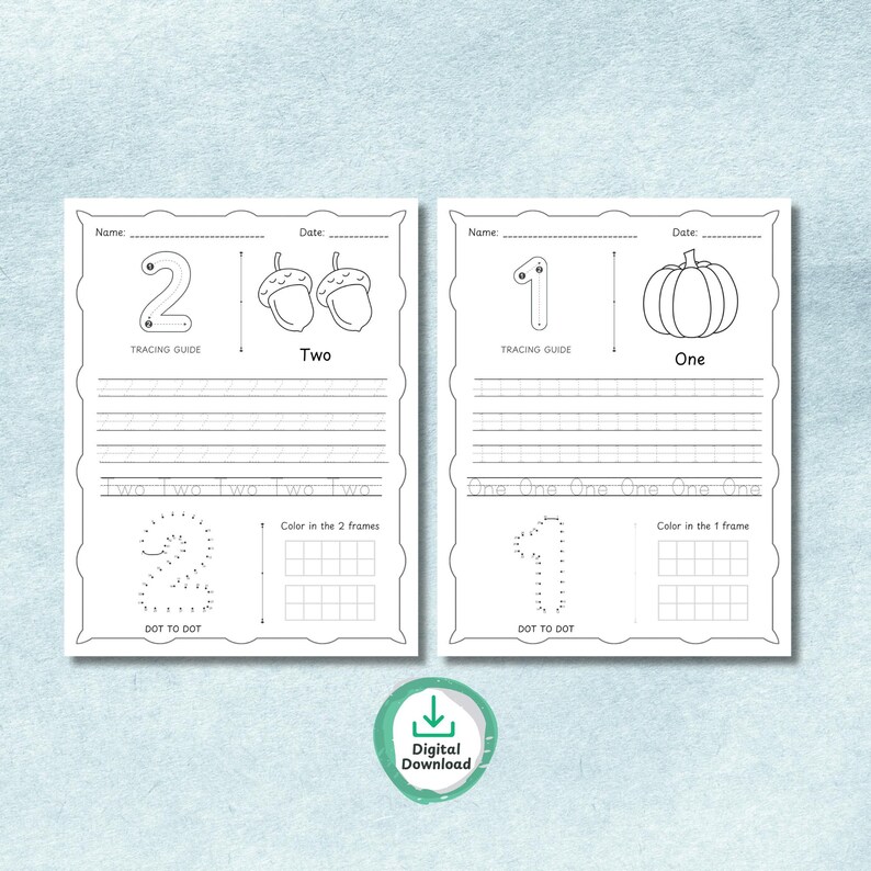 1-20 Number Tracing Counting & Coloring Practice | PRINTABLE Preschool ...
