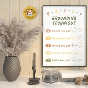 54321 Grounding Techniques Posters Mental Health Posters Mindfulness ...