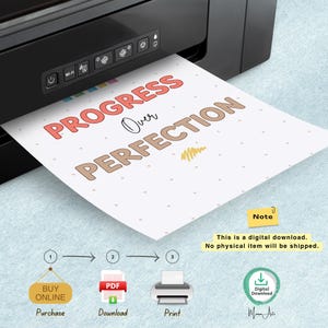 PRINTABLE Progress Over Perfection Poster Positive Affirmation Wall Art ...