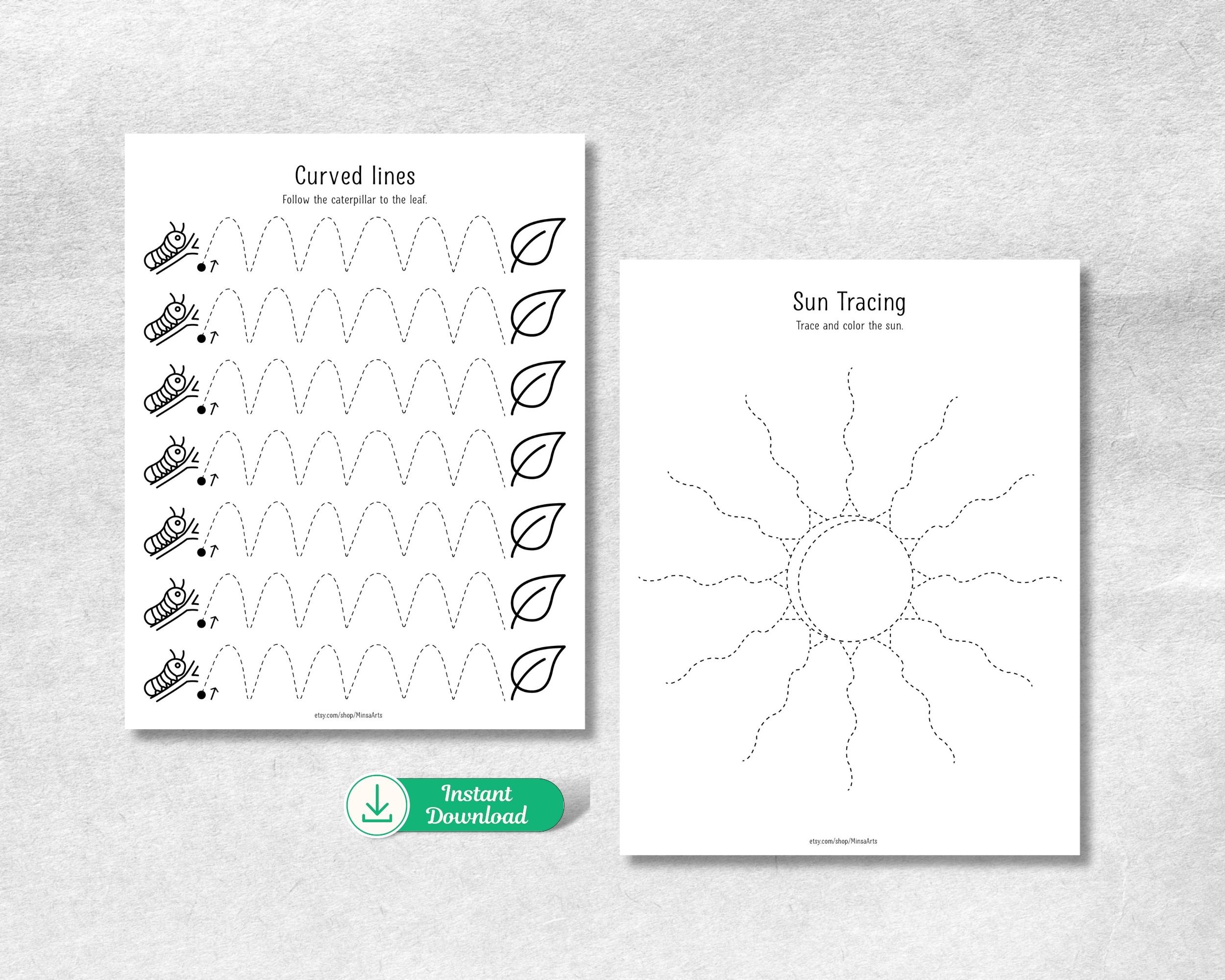 Pre-handwriting Tracing Worksheets: Pencil Control Practice (PDF) - Etsy