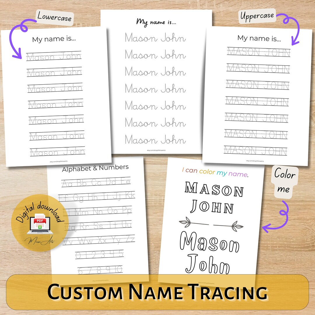 Custom Name Tracing Bundle Color My Name Personalized Name Handwriting ...