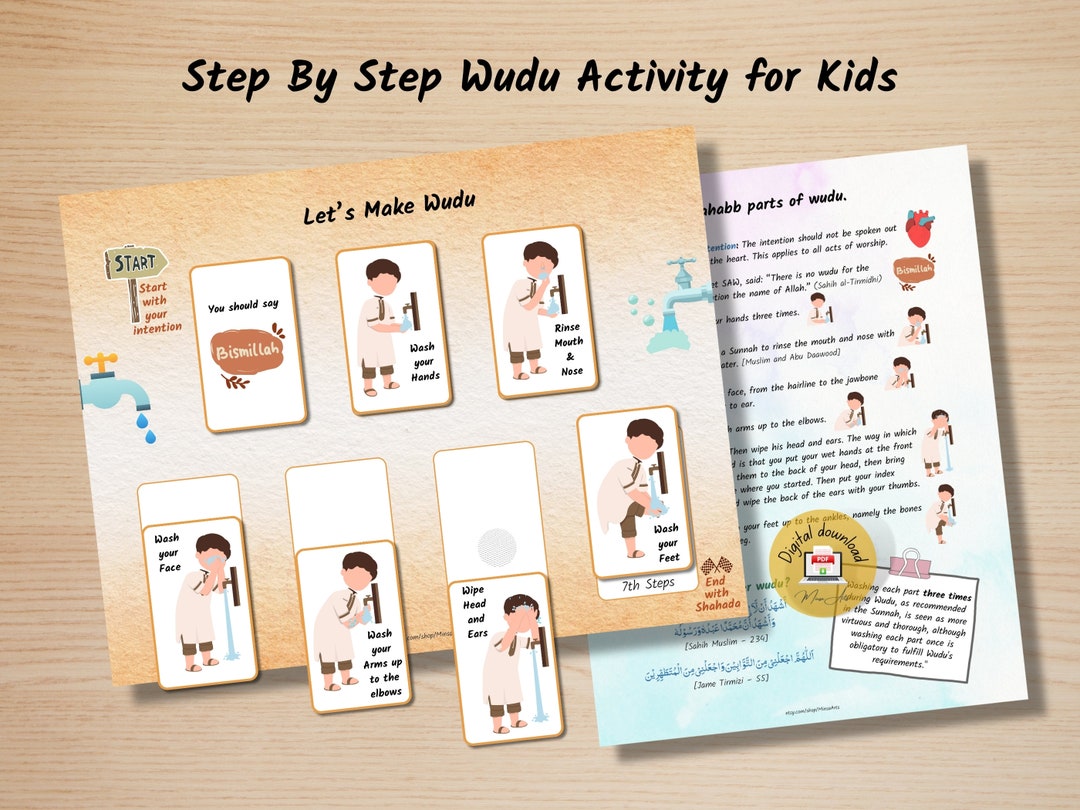 Step by Step Authentic Wudu Activity for Kids, Prophetic Abulution as ...