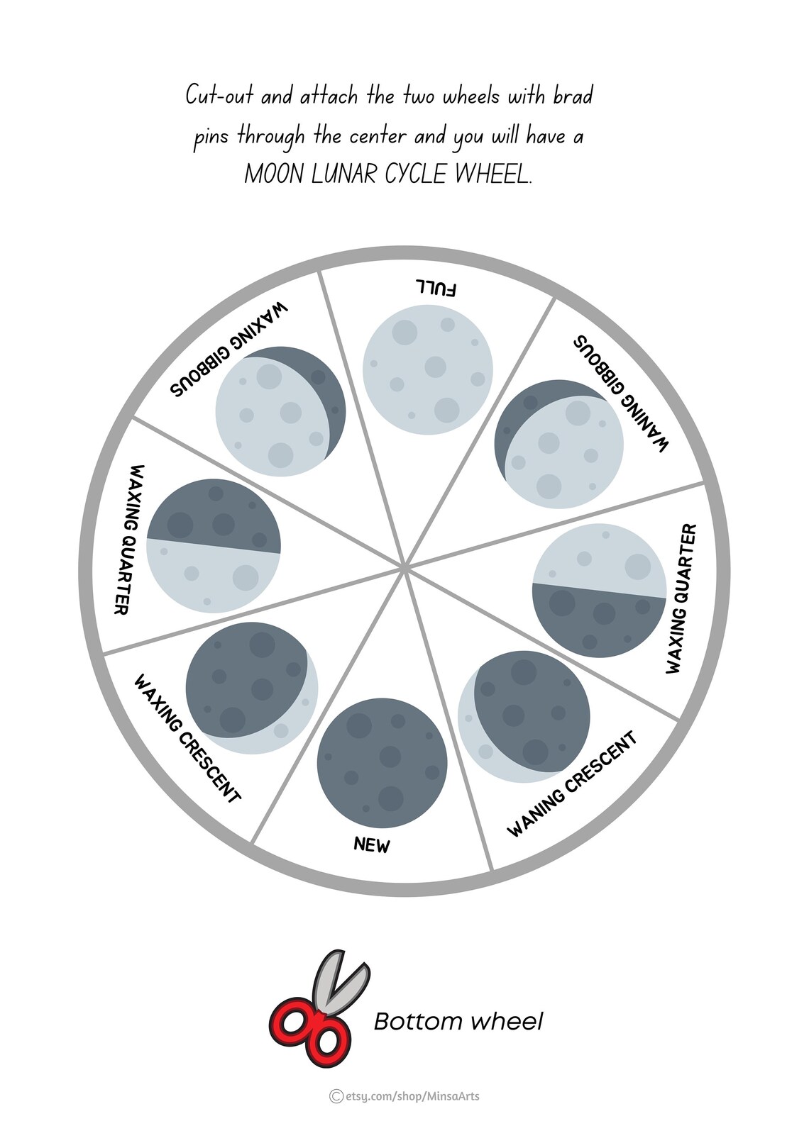 Solar System Wheel Moon Phases Wheel Space Activities | Etsy