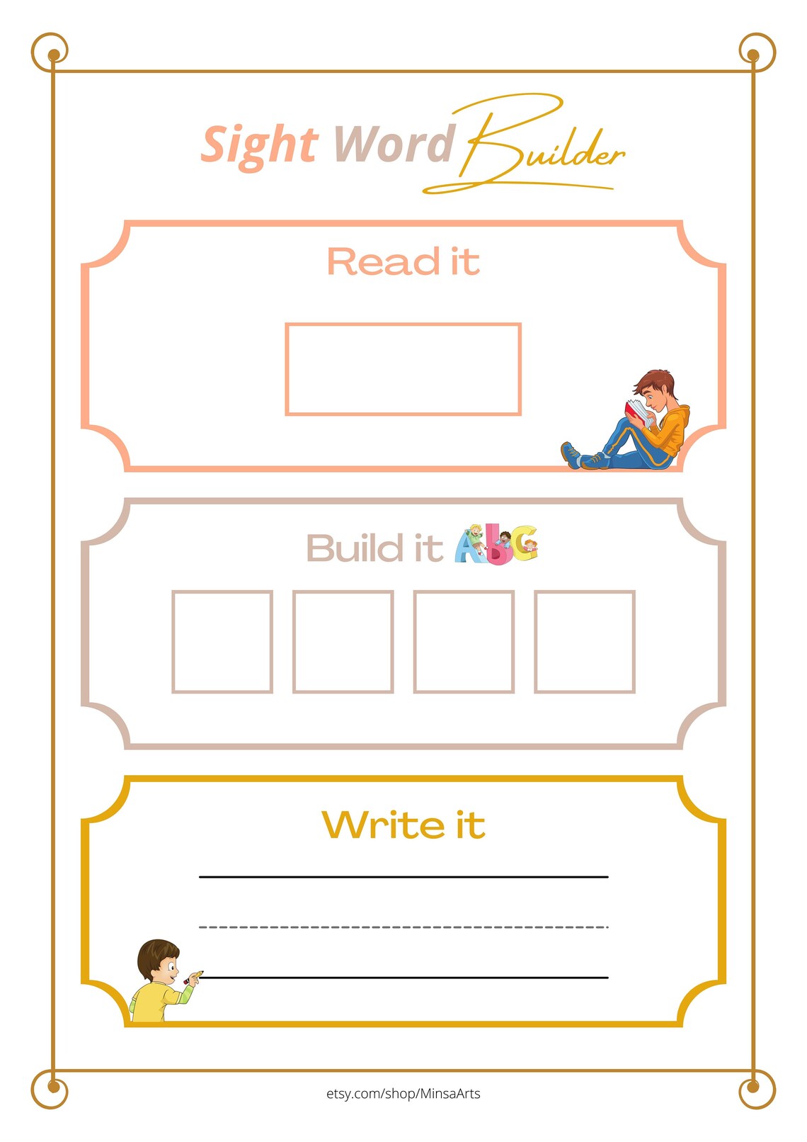 Sight Word Practice Sight Word Builder Fry's 100 Sight - Etsy