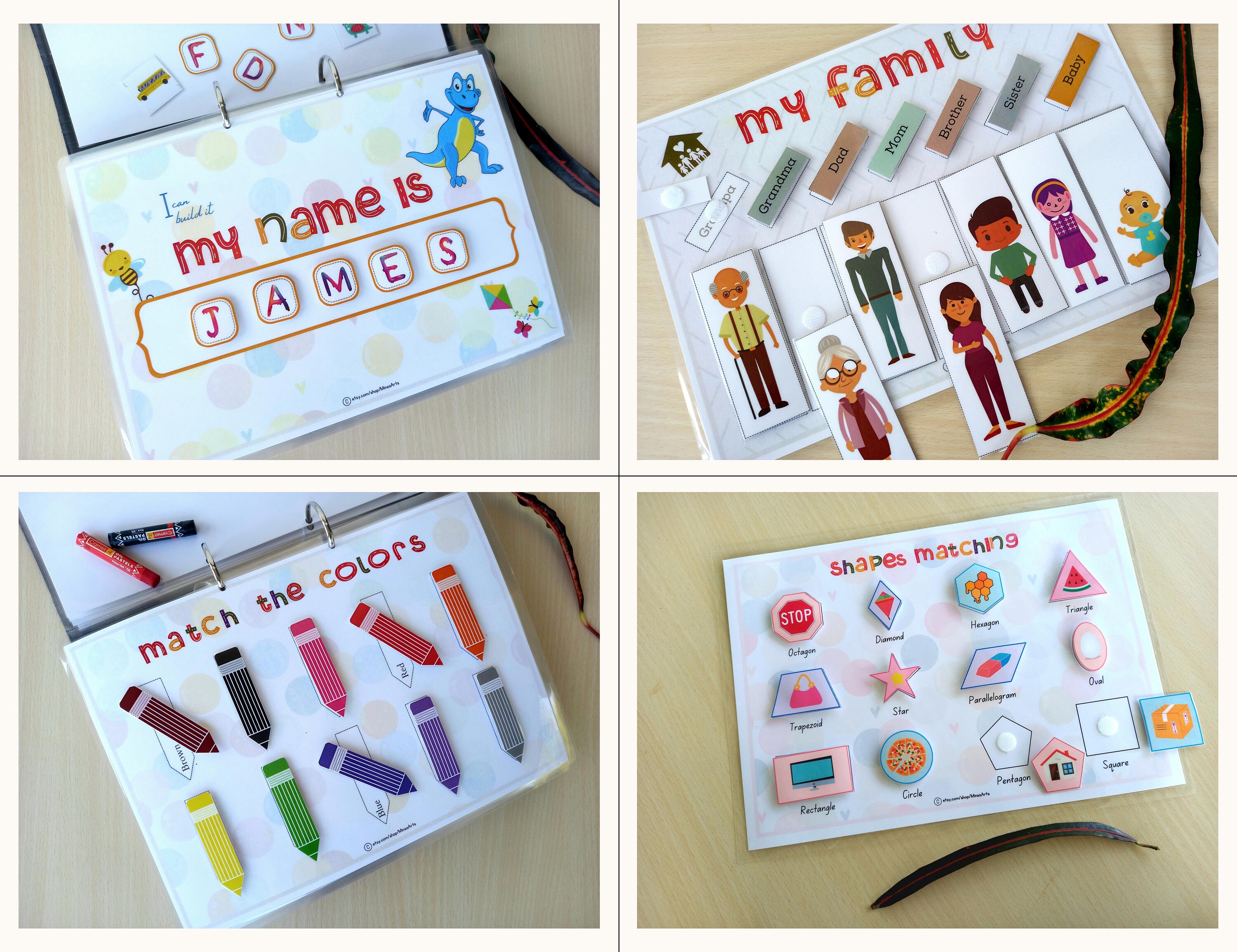 Preschool Learning Binder: 4-in-1 Math, Alphabet, Solar System (digital ...