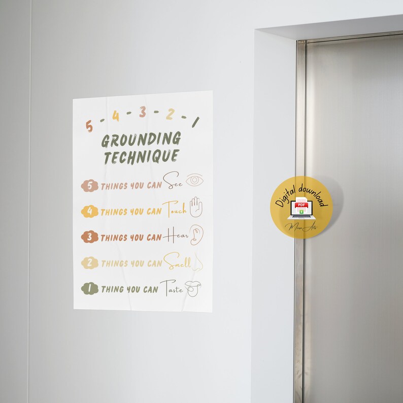 54321 Grounding Techniques Posters Mental Health Posters - Etsy