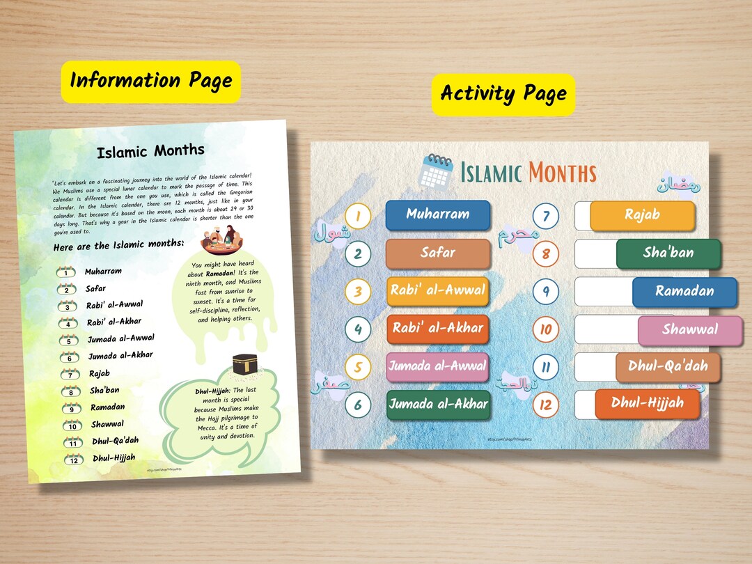 Exploring the Islamic Months With Activities for Kids! Lunar Months ...