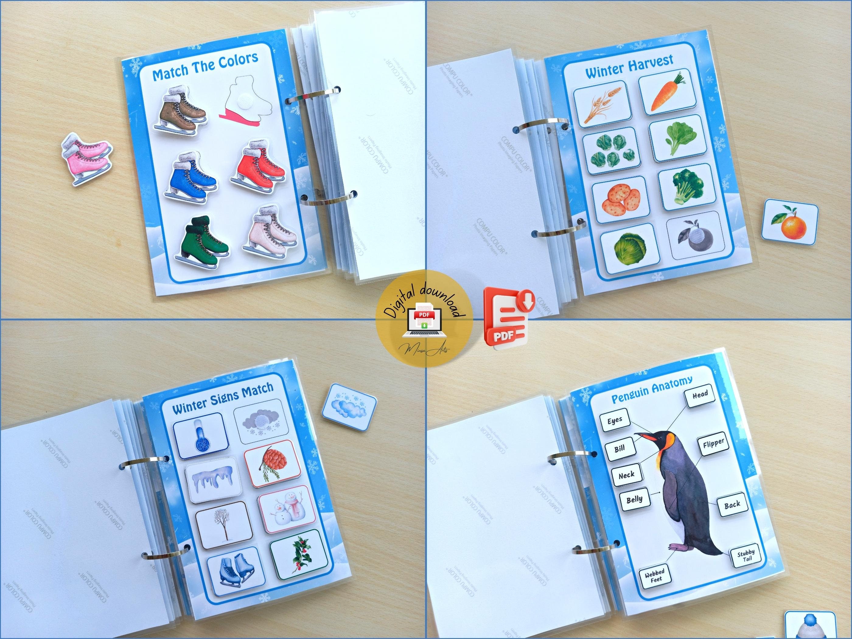PRINTABLE Winter Mini Busy Book for Kids Toddler Learning Binder ...
