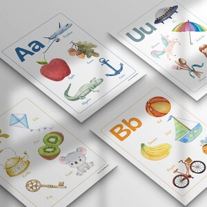 Watercolor Alphabet Poster Classroom ABC Poster Preschool Letter Sounds ...