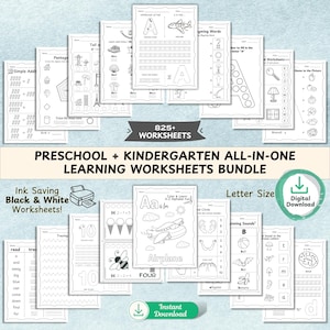 825+ Page Preschool Learning Worksheets Bundle for Kindergarten ...