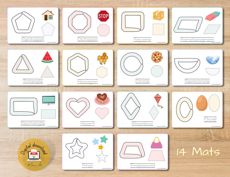Printable Shapes Play Dough Mats for Kids Playdough Toddler Activity ...
