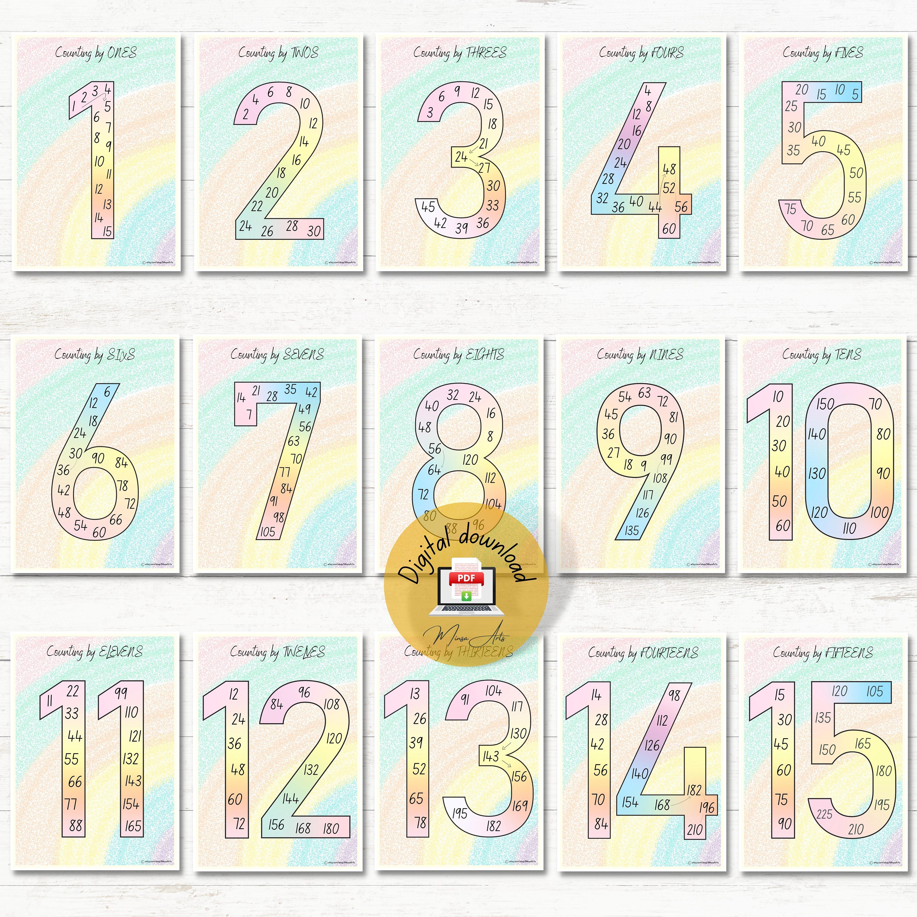 Rainbow Skip Counting Posters Multiplication Number Display - Etsy ...