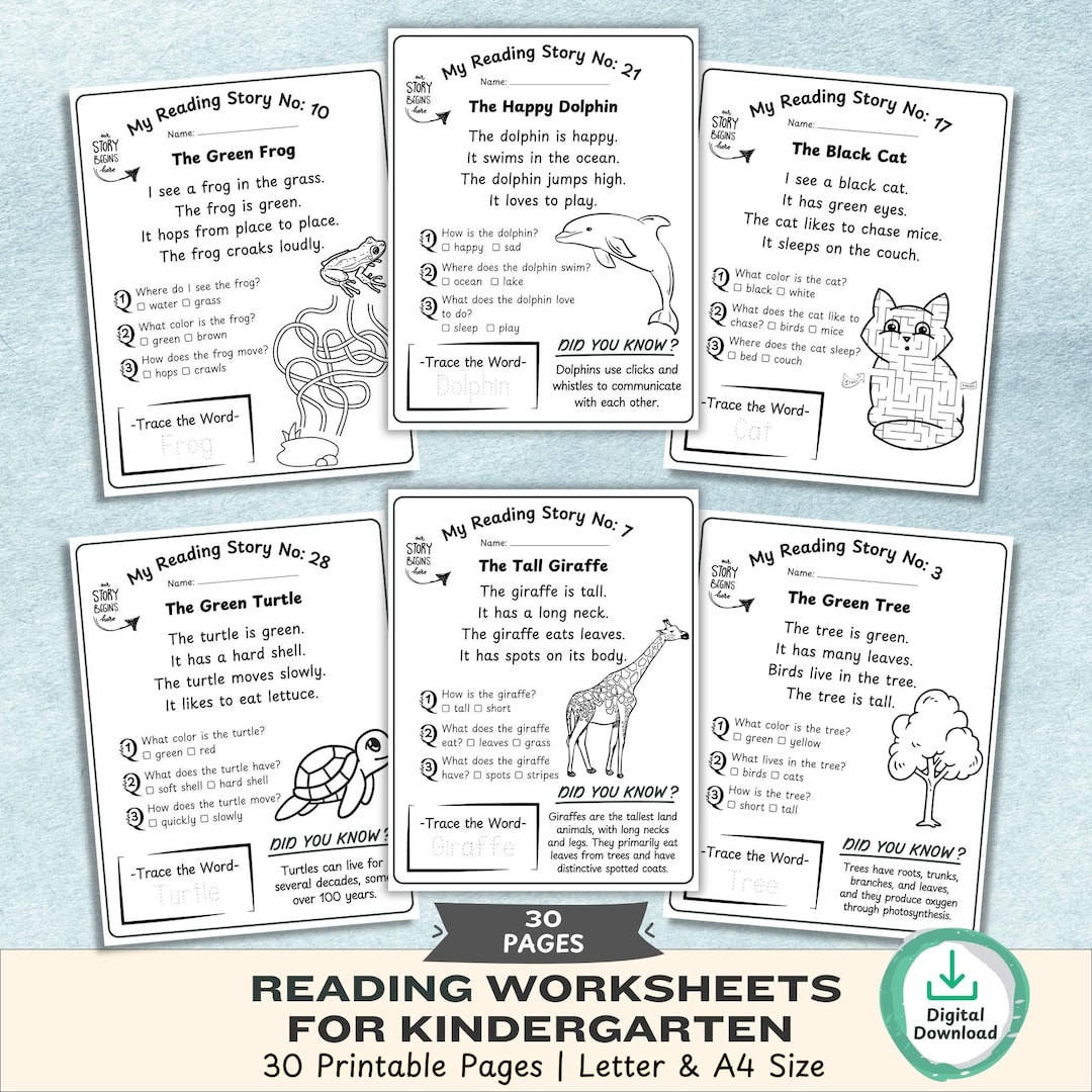 Engaging Kindergarten Reading Comprehension Passages & Worksheets With ...