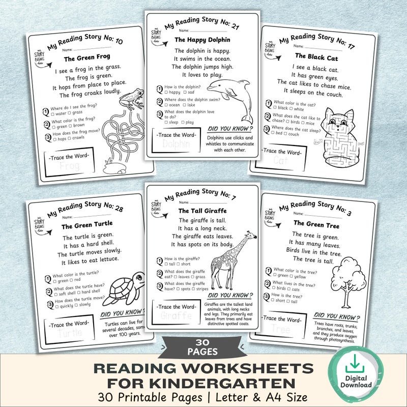 Kids Learning Reading Sheets - Etsy UK
