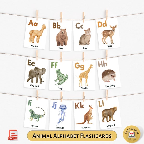 Watercolour Alphabet. Flashcards - Etsy