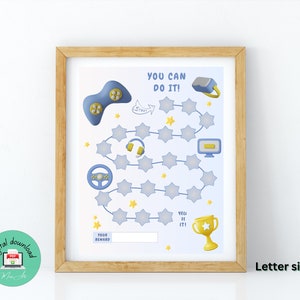 PRINTABLE Video Game Reward Chart for Boys Blue Theme Behavior Chart ...