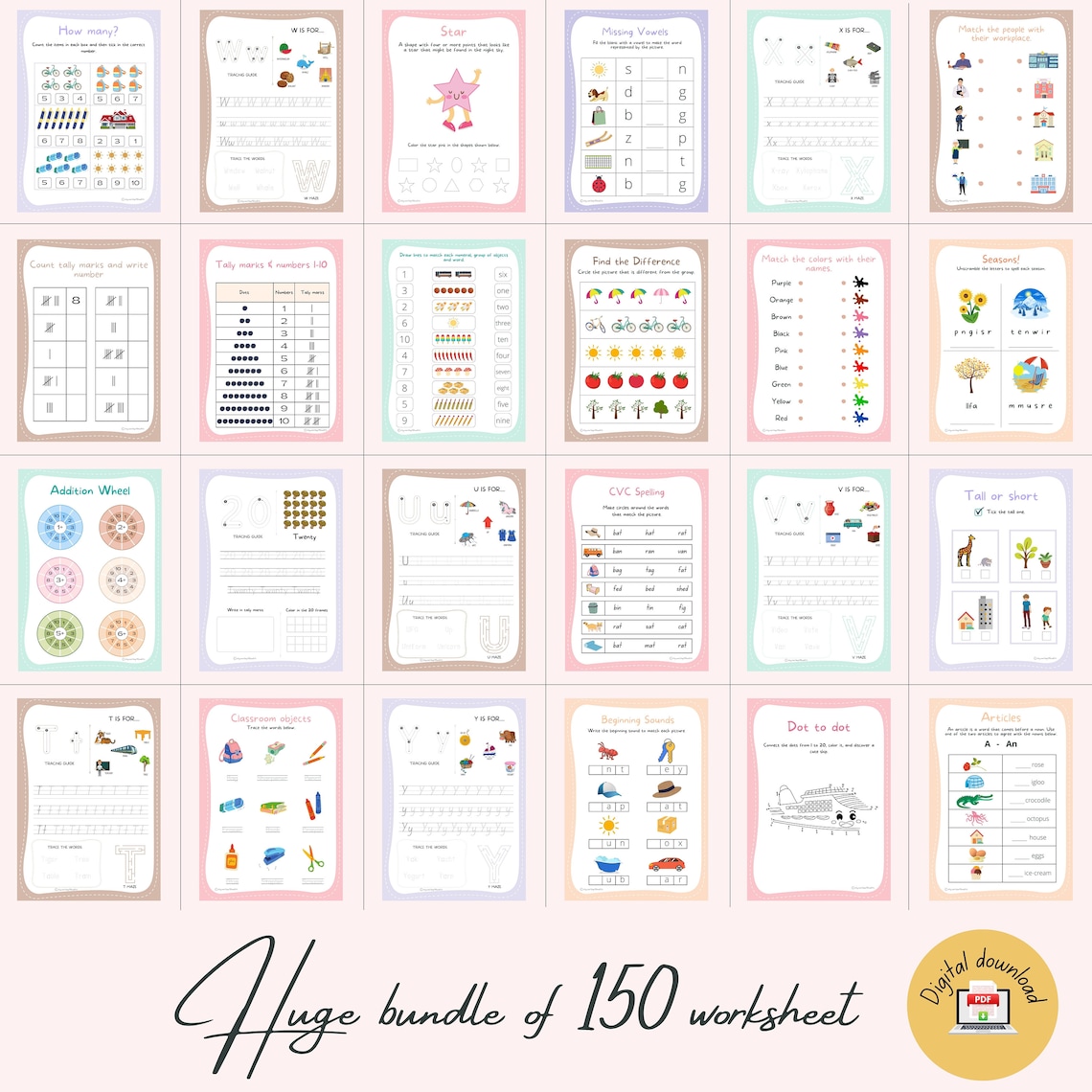 Printable Worksheets Bundle Alphabet Tracing Color - Etsy