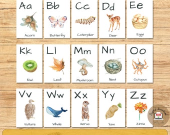 Nature Alphabet Cards ABC Flashcards Montessori Alphabet - Etsy