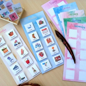 Bedtime Routine Chart and Cards Watercolor Toddler Daily Routine Chart ...