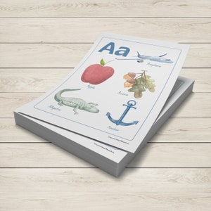 Watercolor Alphabet Poster Classroom ABC Poster Preschool Letter Sounds ...