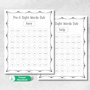 Sight Words Dab It Printable Worksheet Spot the Sight Word Dot Marker ...