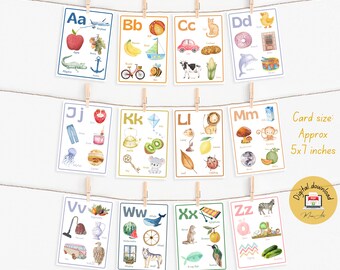 PRINTABLE Alphabet Flashcards for Kids Montessori Preschool - Etsy