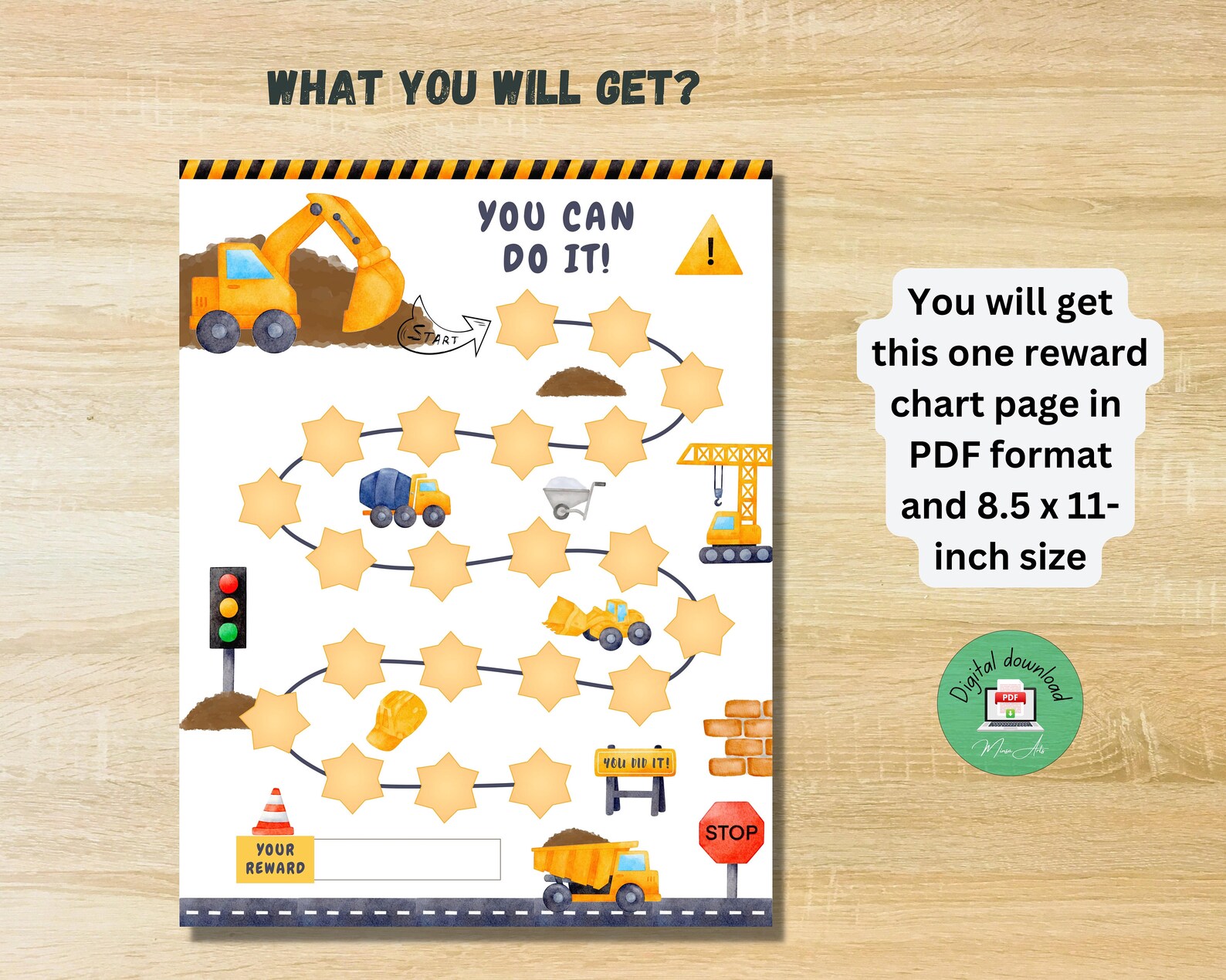 PRINTABLE Construction Reward Chart Behavior Chart for - Etsy