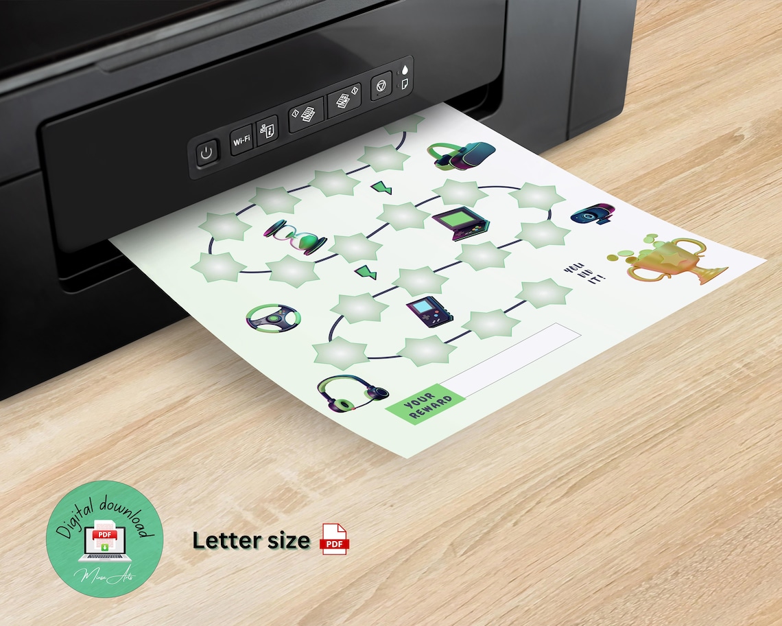 PRINTABLE Video Game Reward Chart for Boys Green Theme - Etsy