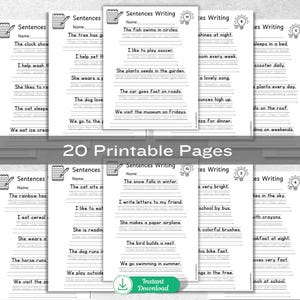 Sentence Writing Practice: 1st-4th Grade Worksheets (PDF) - Etsy