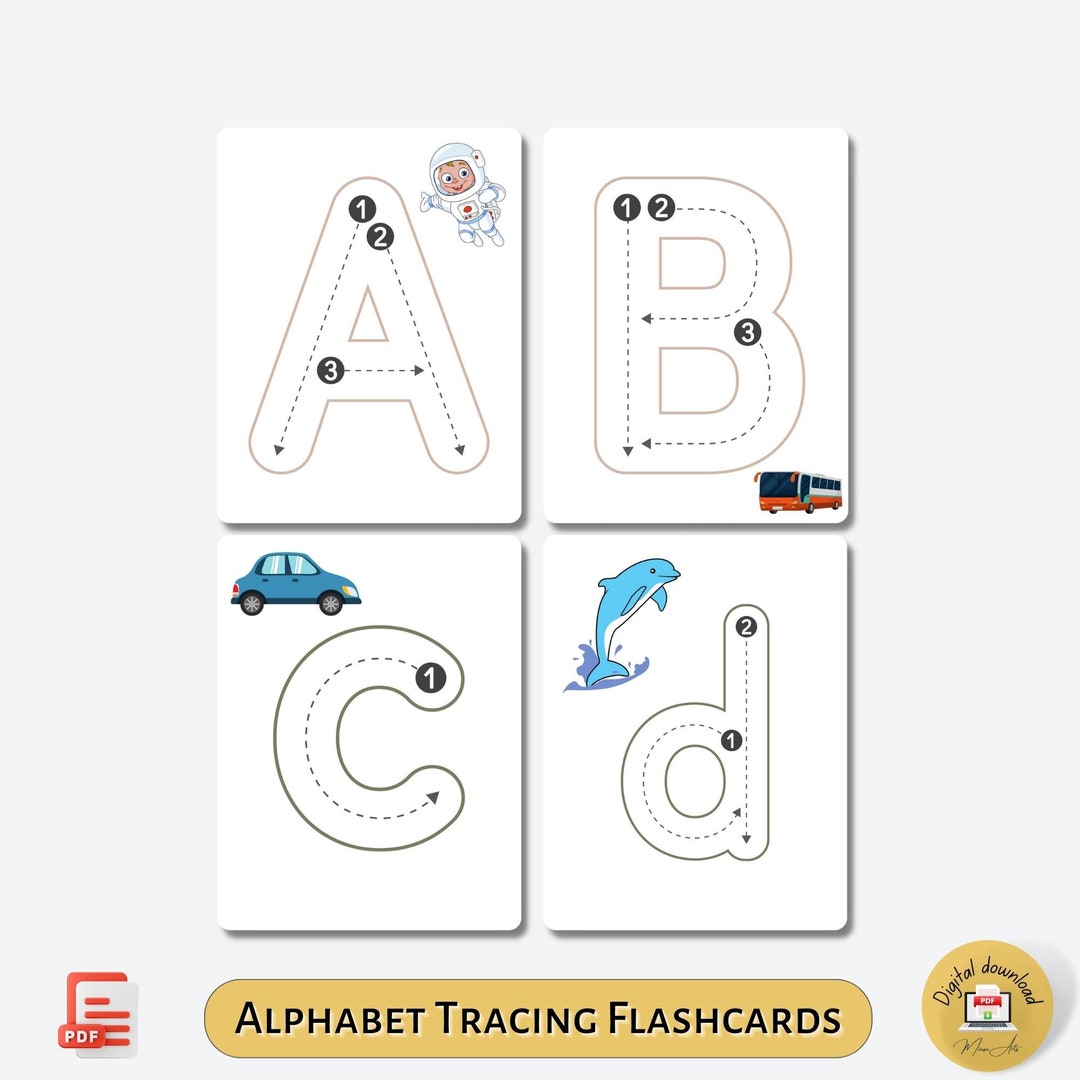 ABC Alphabet Tracing 52 Flashcards Upper & Lowercase Letter Tracing ...