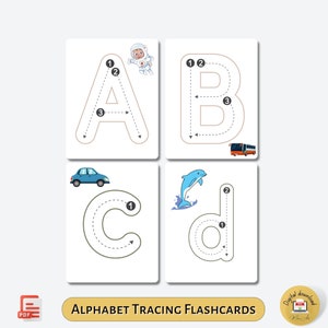 ABC Alphabet Tracing 52 Flashcards Upper & Lowercase Letter Tracing ...