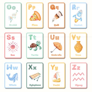 Watercolor Alphabet Flashcards, ABC Montessori Cards, Homeschool ...