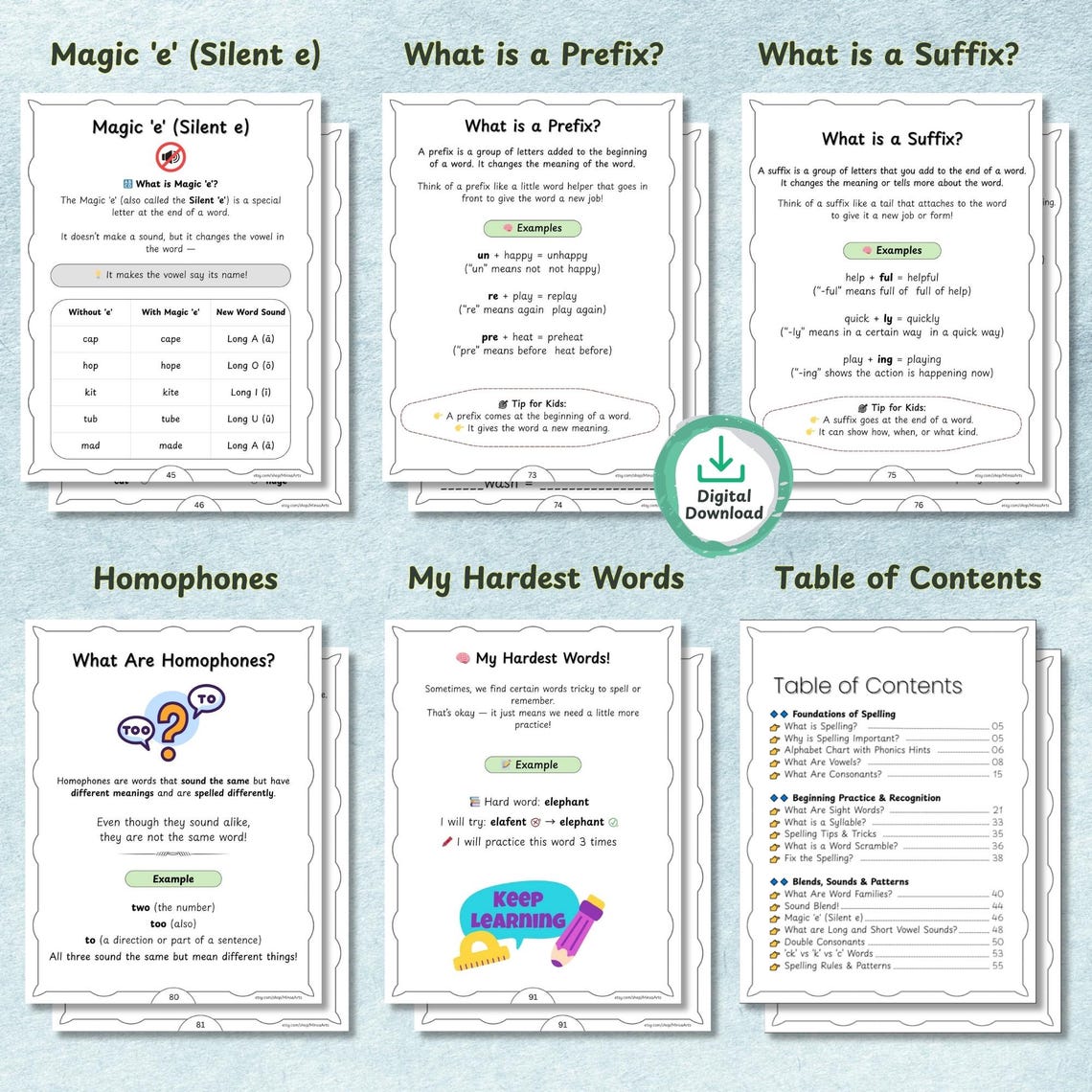 Printable Spelling Workbook for Kids | Vowels Consonants, Sight Words ...