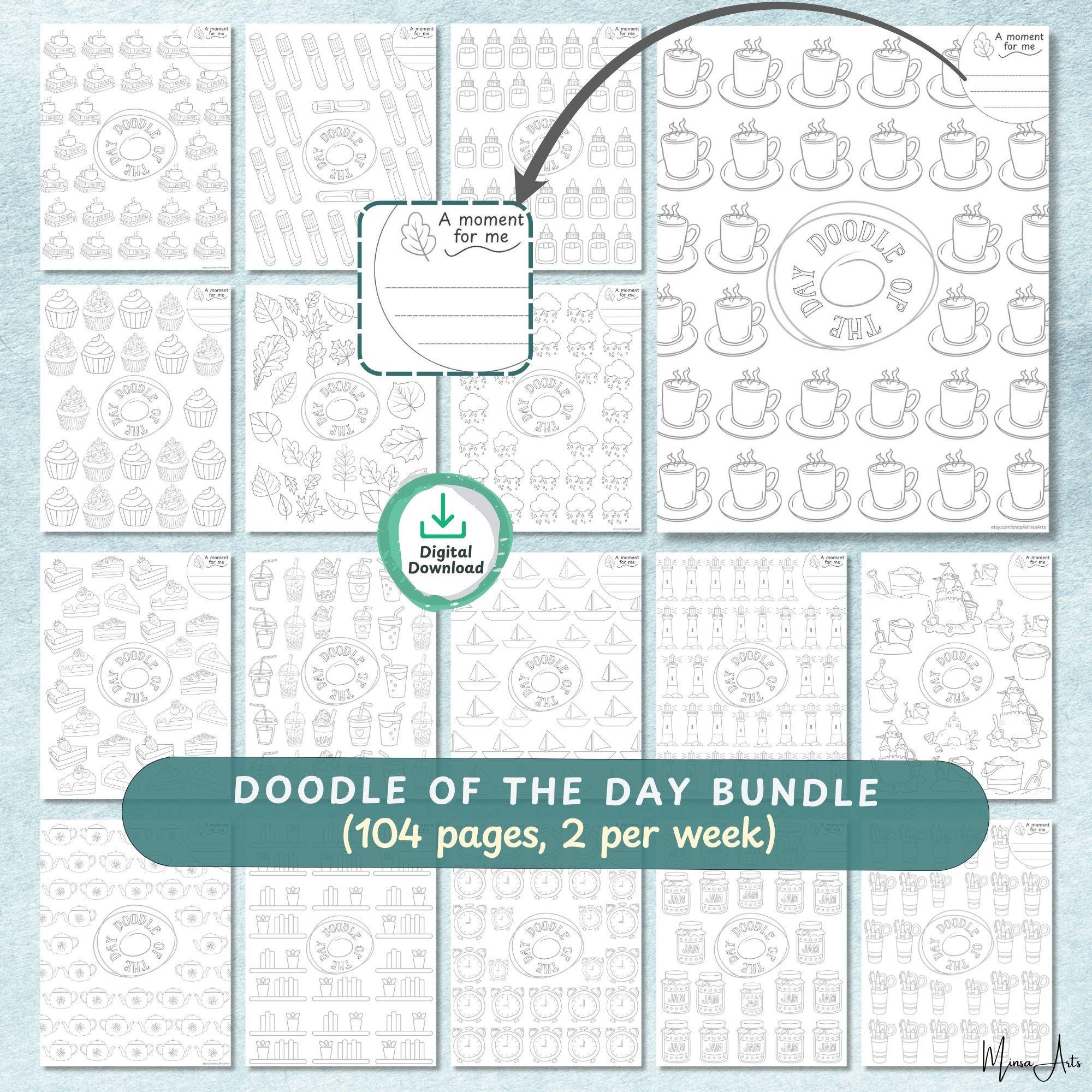 Doodle of the Day Coloring Pages | Printable Daily Mindfulness Relaxing ...