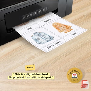 Clothes Watercolor Flashcards Nomenclature PRINTABLE Text Editable ...