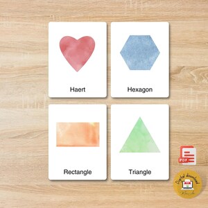 Shapes Watercolor Flashcards Nomenclature PRINTABLE Text Editable ...